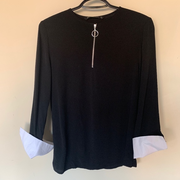 Zara | Tops | Zara Basic Top Collection With Front Zip And Contrasting ...